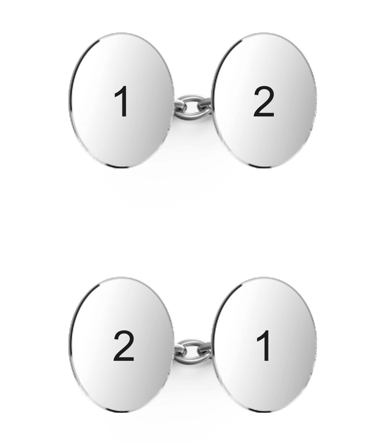 Sterling Silver Plain Oval Chain Cufflinks | vitrify.uk